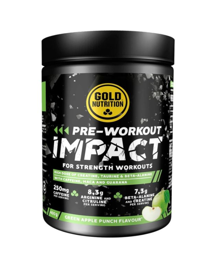 GOLD NUTRITION PRE WORKOUT IMPACT GREEN APPLE PUNCH FLAVOUR 300 G ...